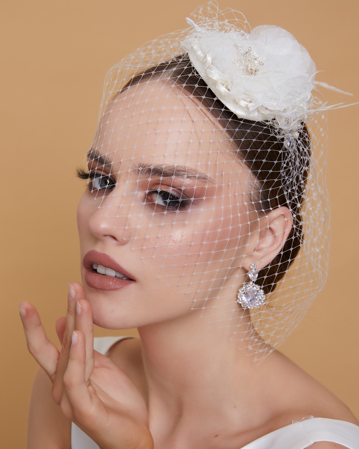 Crystal Beads And Pearls Voile Wedding Cap Buy Now.